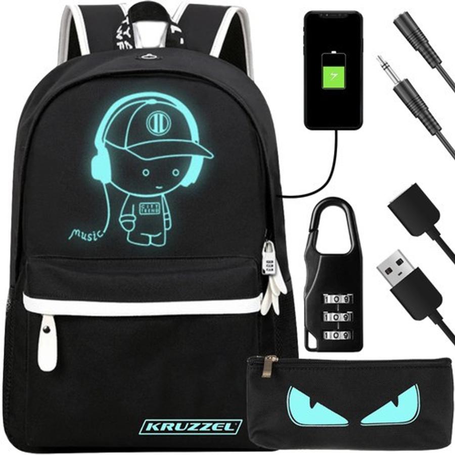 Kruzzel Usb S Világító Hátizsák Usb Porttal és Fejhallgató